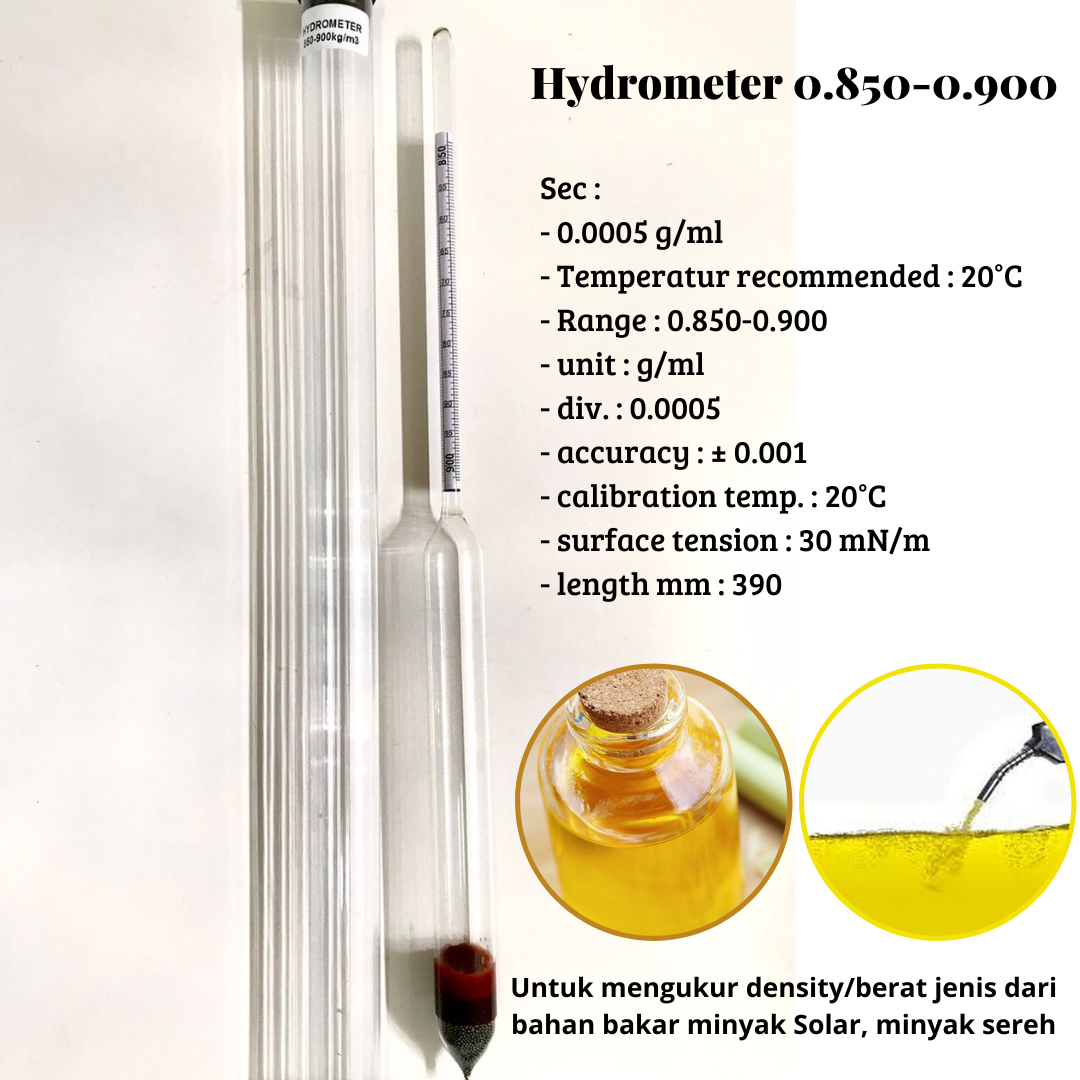 Hidrometer Alat Uji Kadar Solar & Minyak Sereh Hydrometer Skala 800-900 | Lazada Indonesia