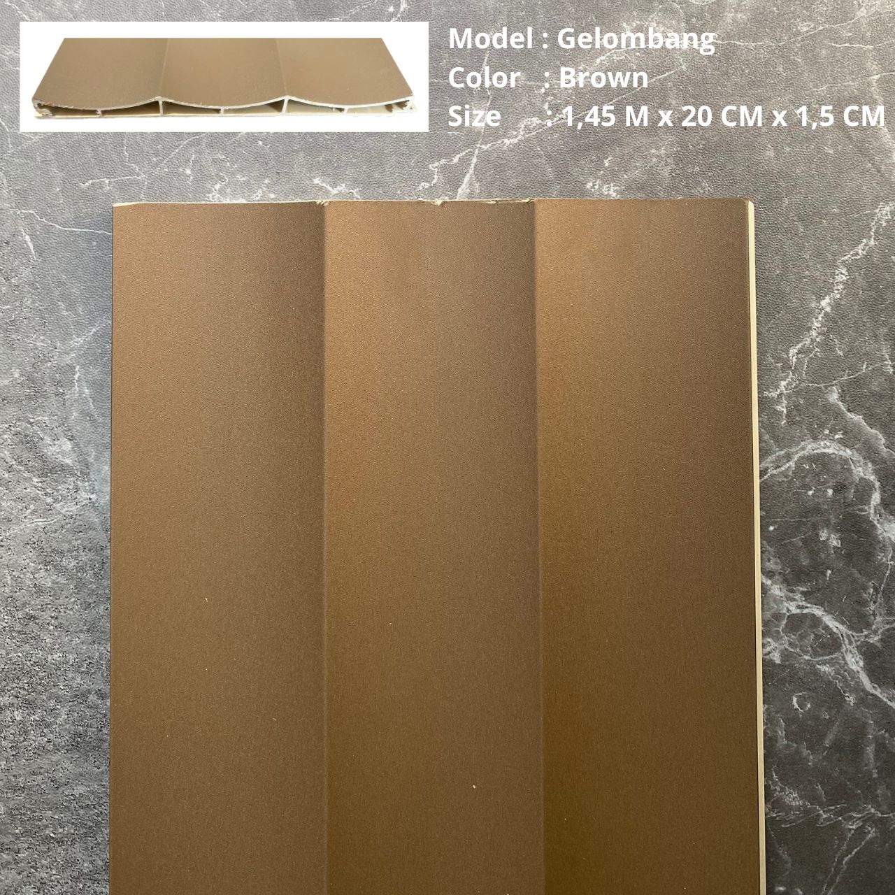 (PAKET 5 PC) WPC WALL PANEL 3D MODEL GELOMBANG | 145 CM x 20 CM x 15 MM | PREMIUM WPC WOOD PANEL ...