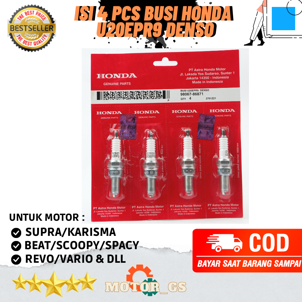 Busi Denso Honda U20EPR9 Karisma, Supra X 125, Matic 4 PCS | Lazada ...