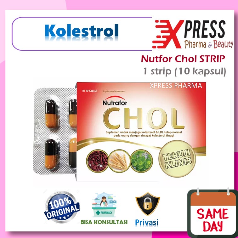 ⚡XPRESS⚡ CHOL STRIP isi 10 Kapsul Obat Kolestrol Herbal Nutrafor Chol ...