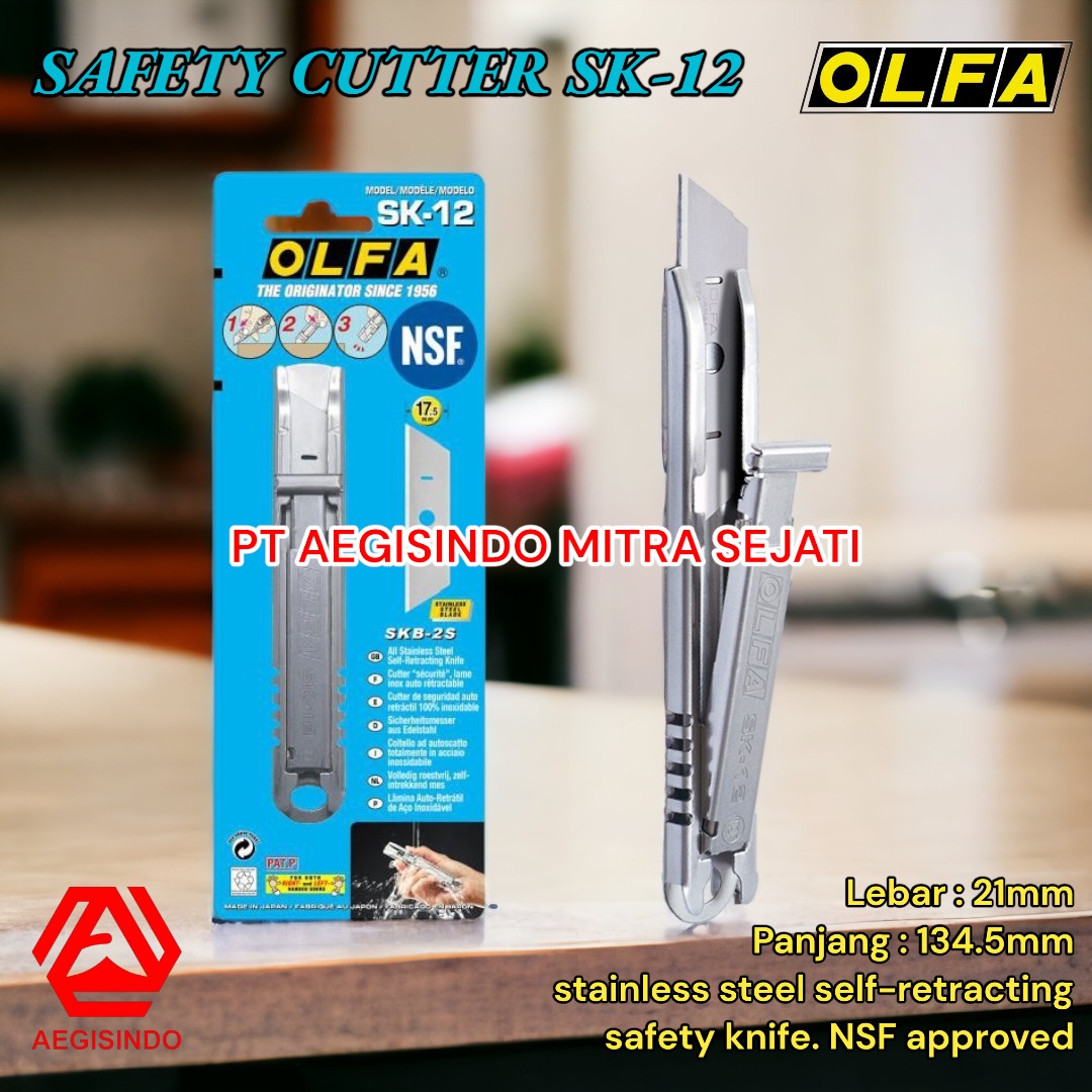 OLFA Safety Cutter SK-12 Stainless Steel Safety knife | Lazada Indonesia