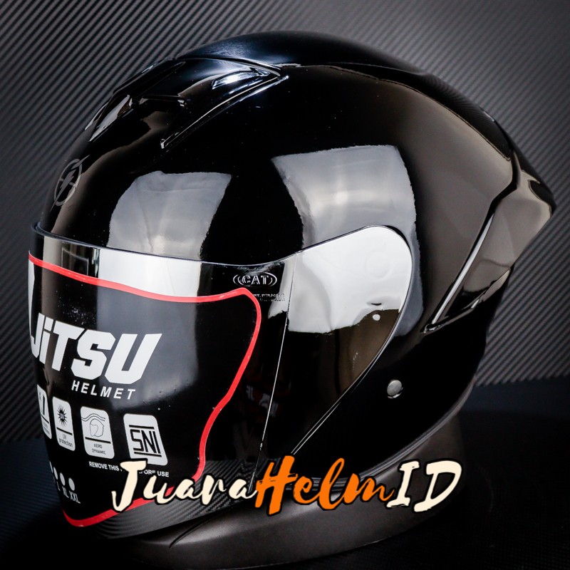 JITSU HELM JS1 SOLID / BLACK GLOSS / HALF FACE | Lazada Indonesia