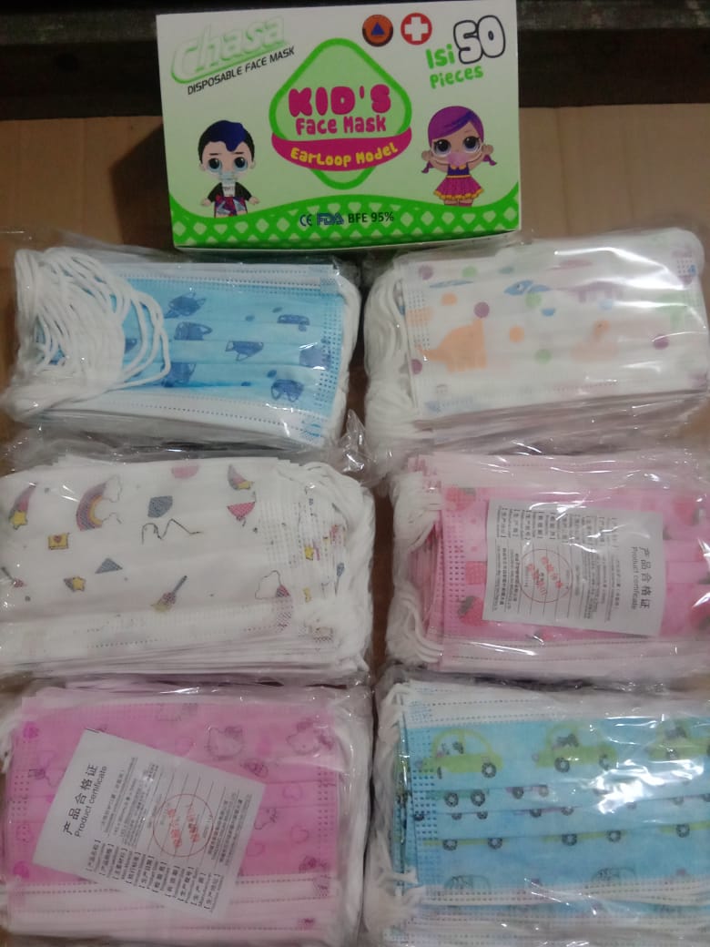 10 PCS Masker anak karakter dengan warna putih // masker anak // masker ...