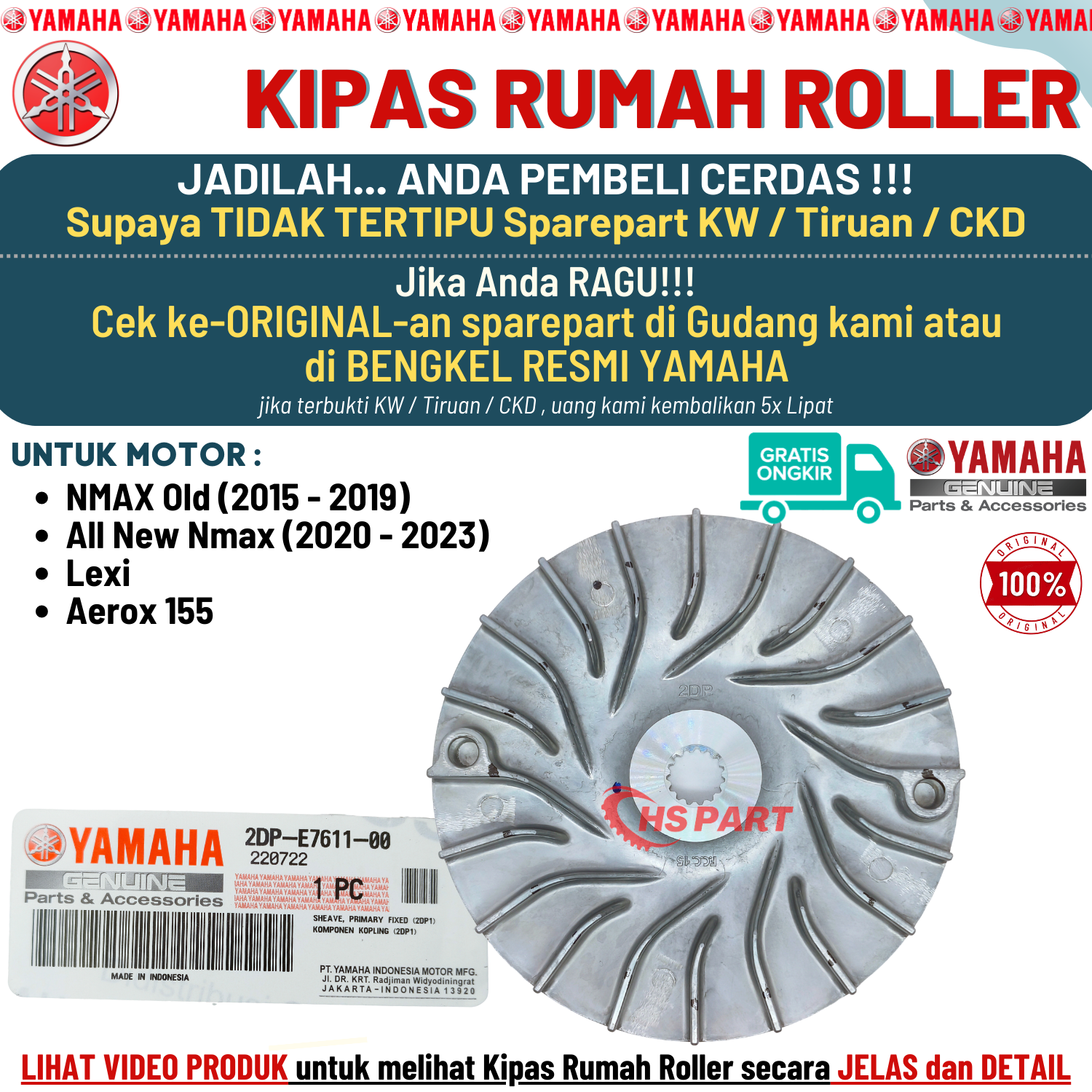 Kipas CVT Rumah Roller Nmax Old Nmax New Aerox Lexi Original Yamaha ...