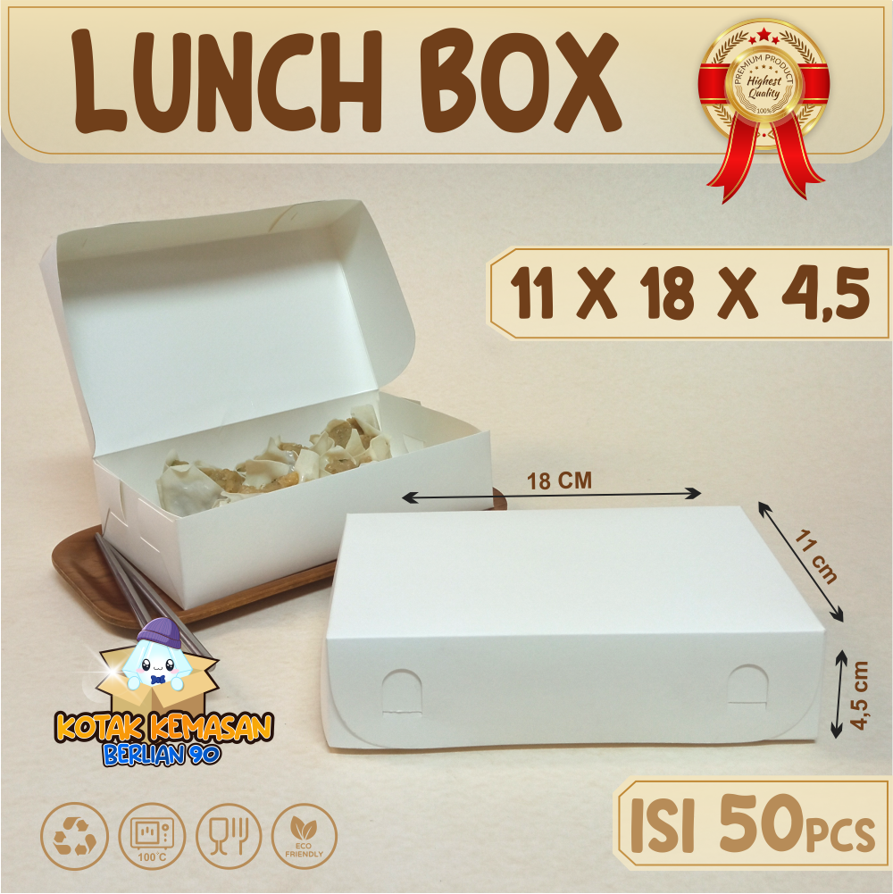 50 Pcs Paper Lunch Box M Kotak Makanan Kertas ukuran M Sedang Food ...