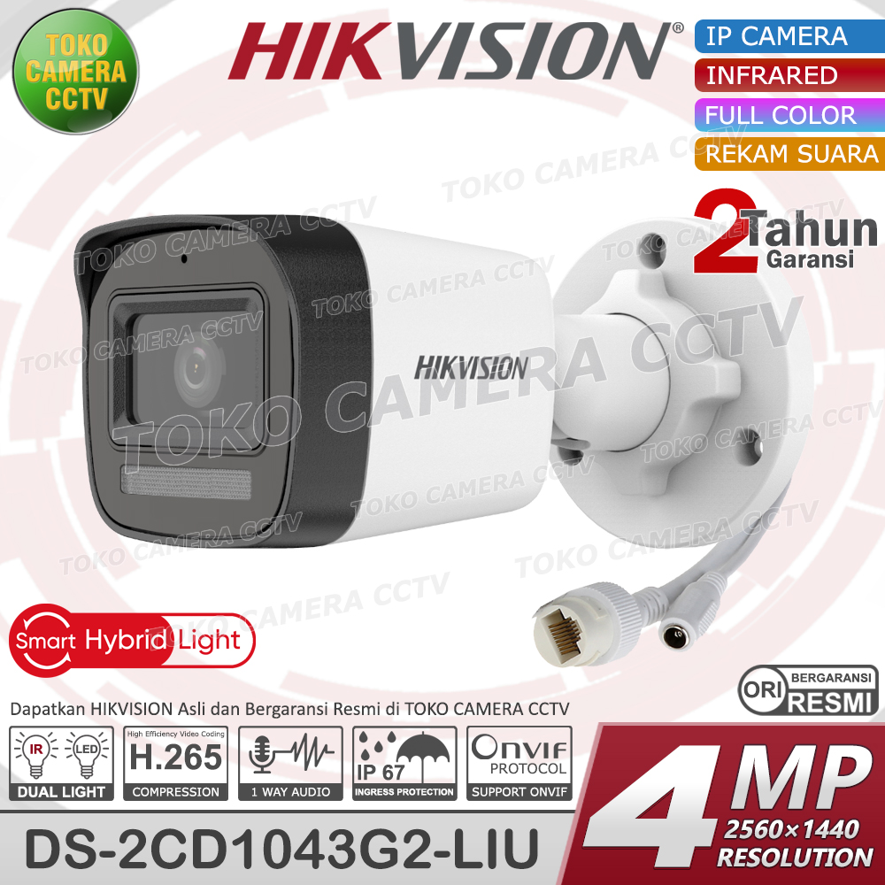 IP CAMERA 4MP HIKVISION DS-2CD1043G2-LIU IP KAMERA POE COLORVU AUDIO | Lazada Indonesia