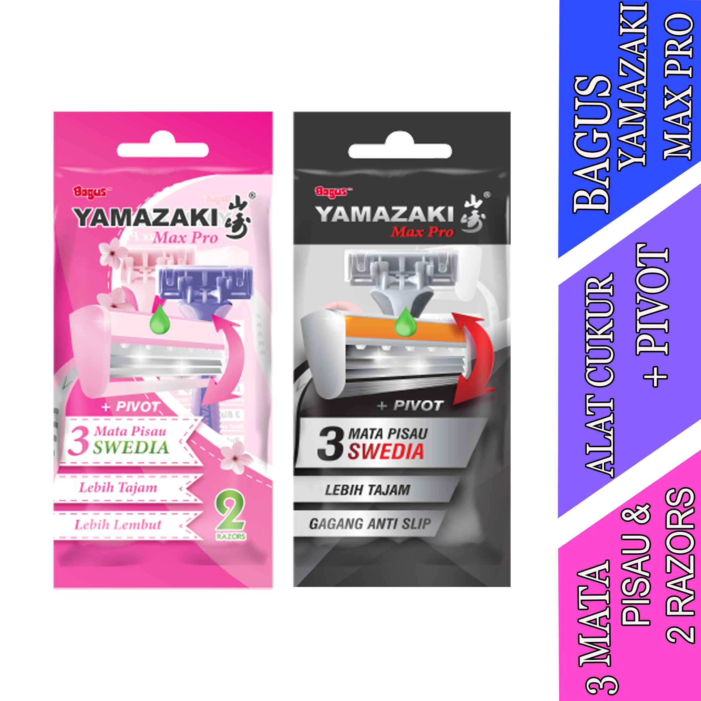 Alat Cukur 2 Razors - Bagus Yamazaki - Max Pro + Pivot - 2pcs | Lazada ...
