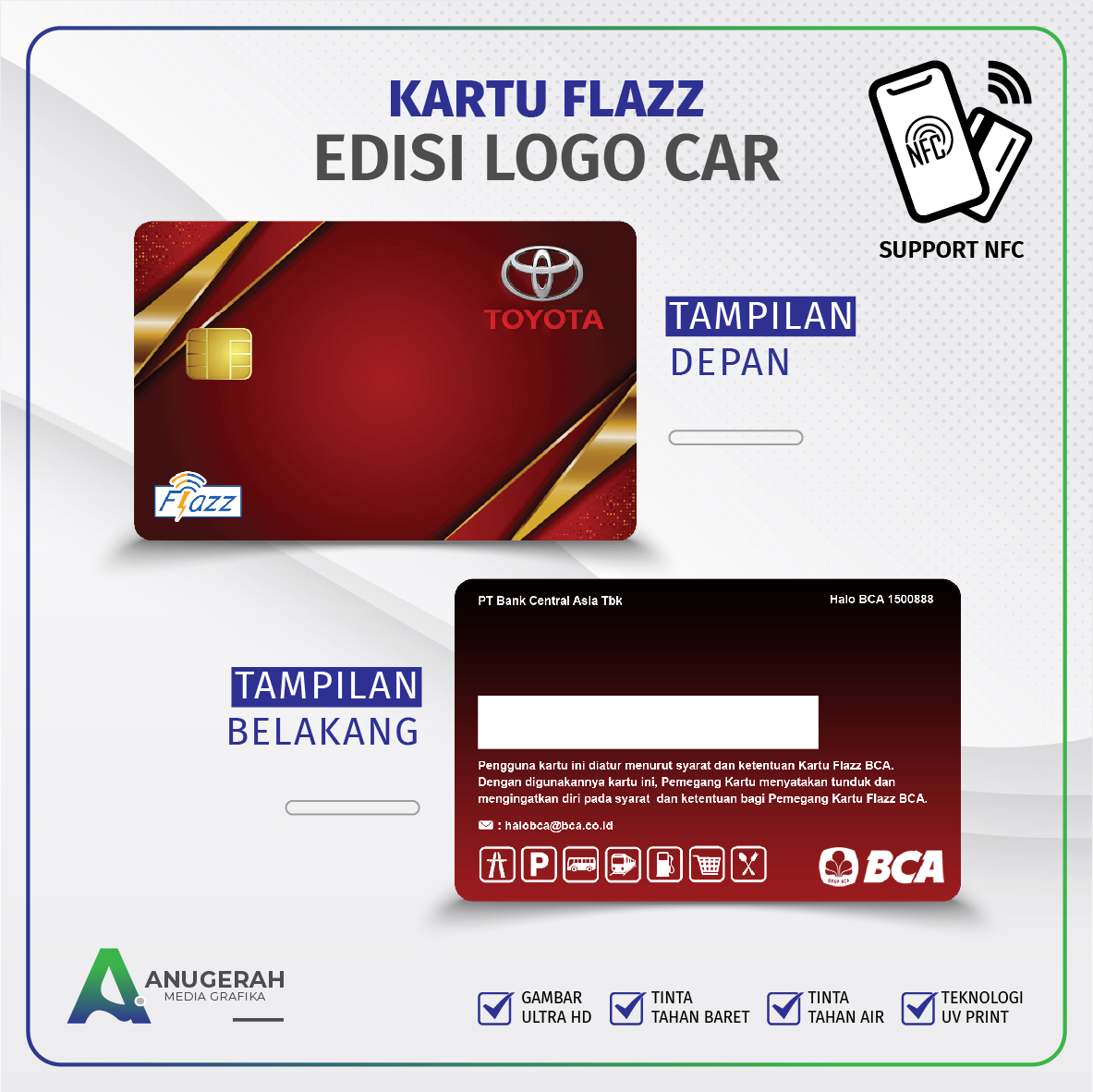 Kartu Flazz BCA Gen 2 Edisi Logo Premium Custom Print | Lazada Indonesia