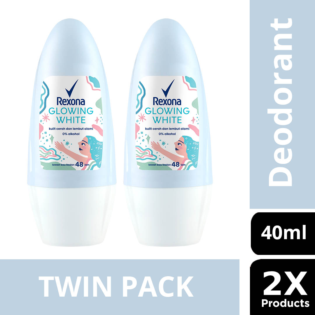 Rexona Deodorant Roll On Glowing White 40Ml - Twin Pack | Lazada Indonesia