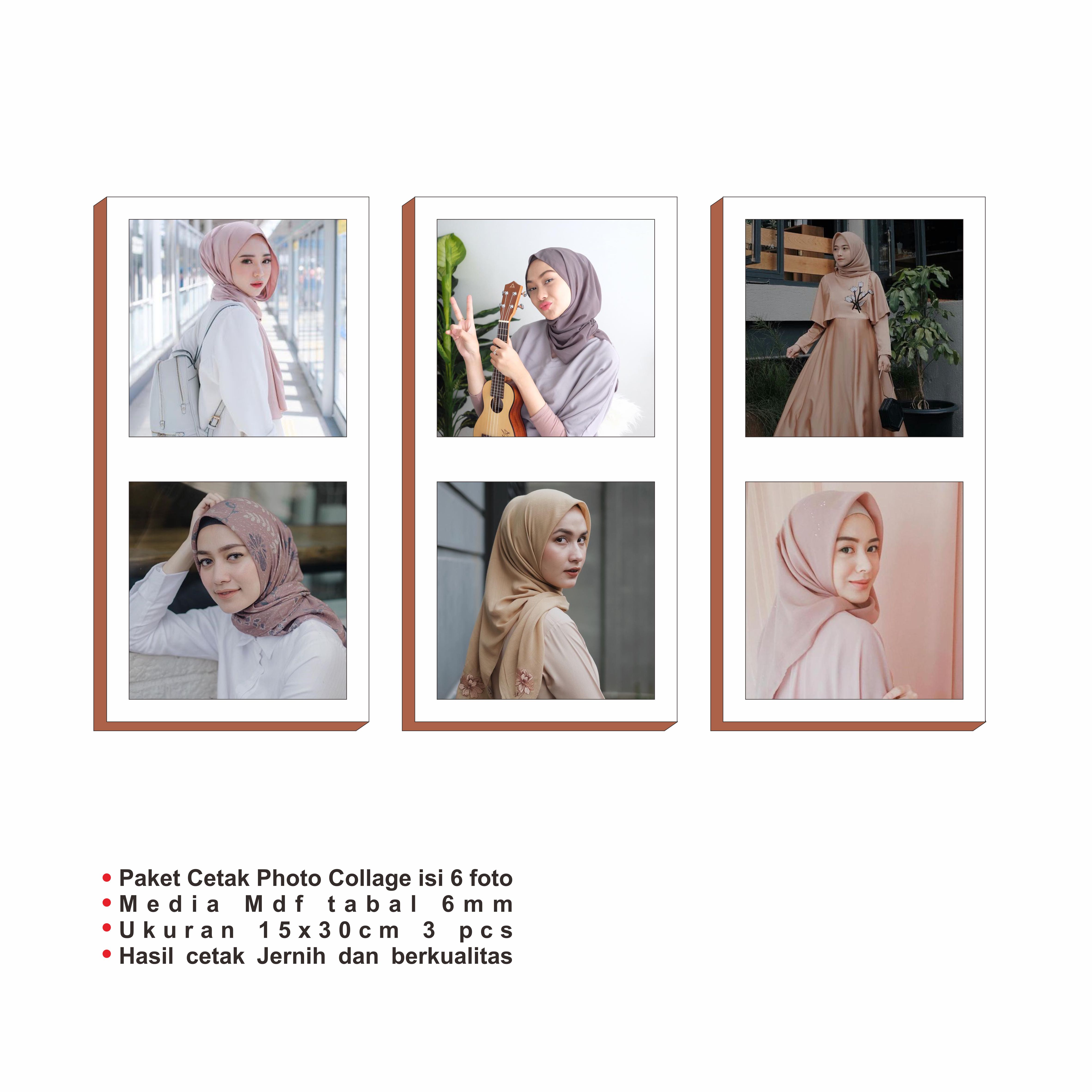 Cetak poto Collage Media MDF Ukuran (15cm x 30cm 3 pcs) Isi 6 Photo ...