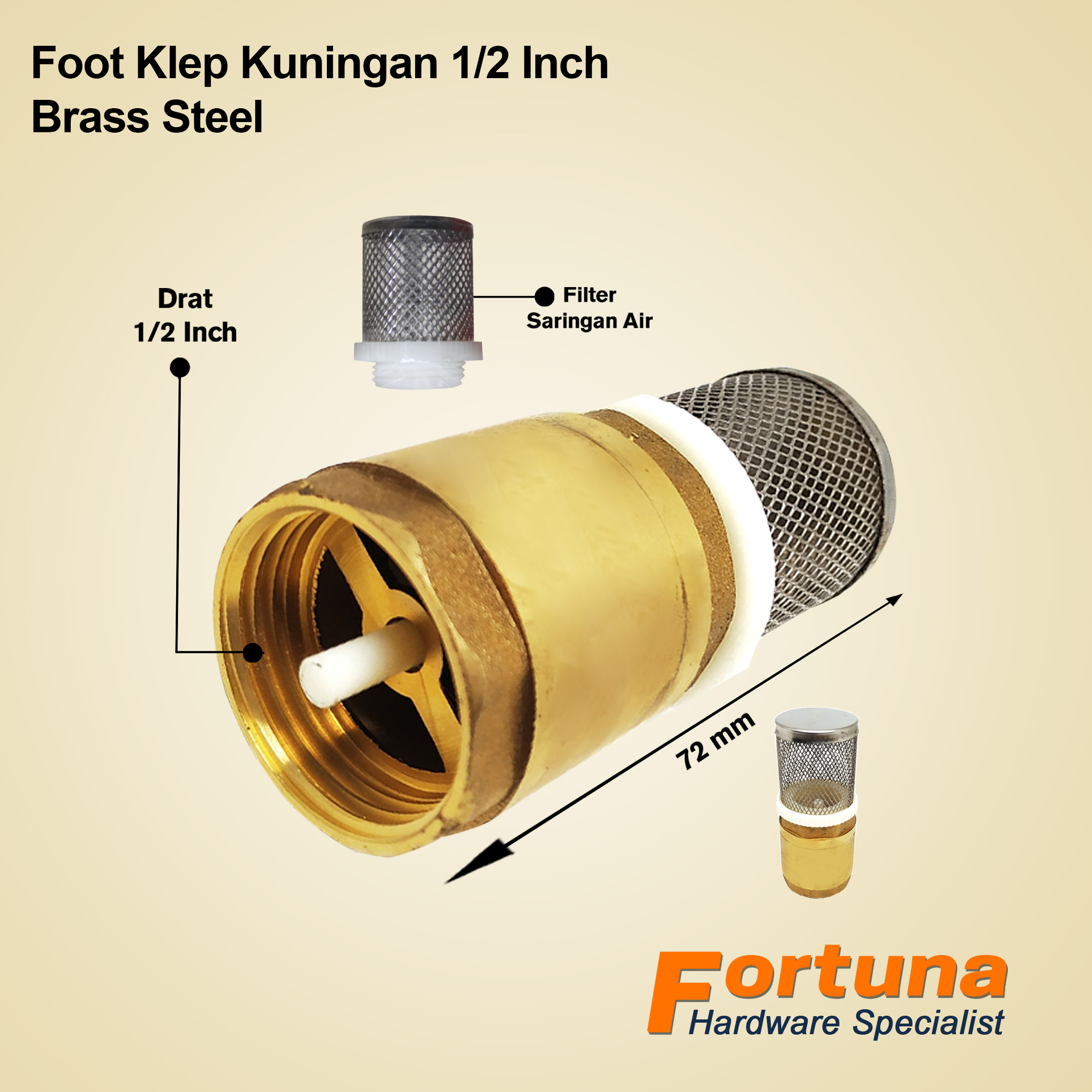 FORTUNA Foot Klep 1/2 Inci Kuningan l Saringan Tusen Pompa | Lazada ...