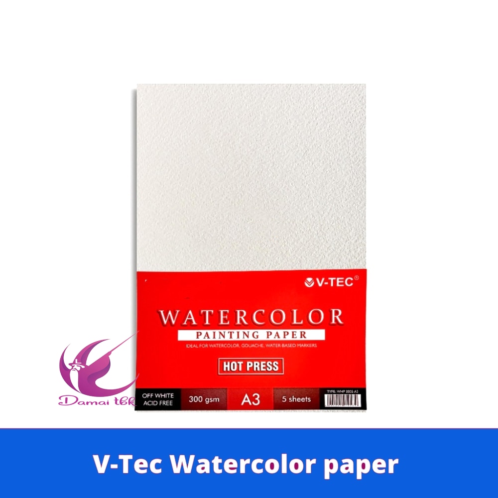 Watercolour Paper Hot Press 300gsm V-TEC Watercolour Painting Paper A3 ...