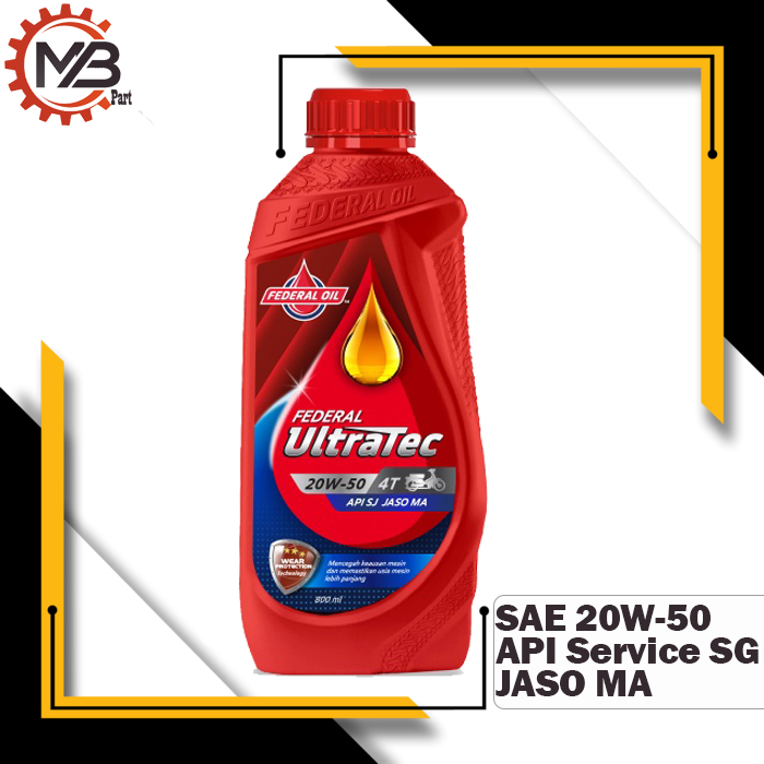 Oli Motor Fedral Ultratec 800 ML SAE 20W-50 Motor Bebek 4T Merah 0,8 L ...
