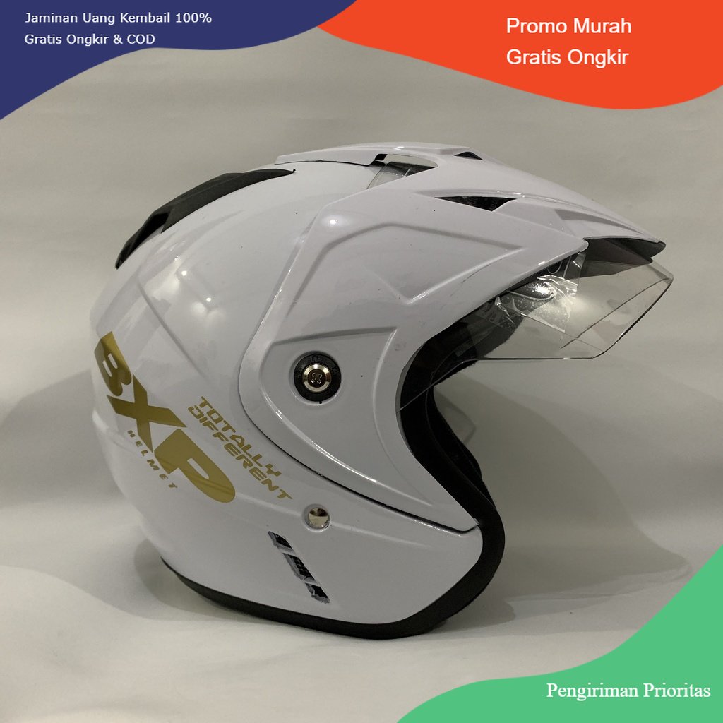 2.2 Helm Motor 1 Kaca GL Putih Glossy Polos - Helm Motor SNI - Helm ...