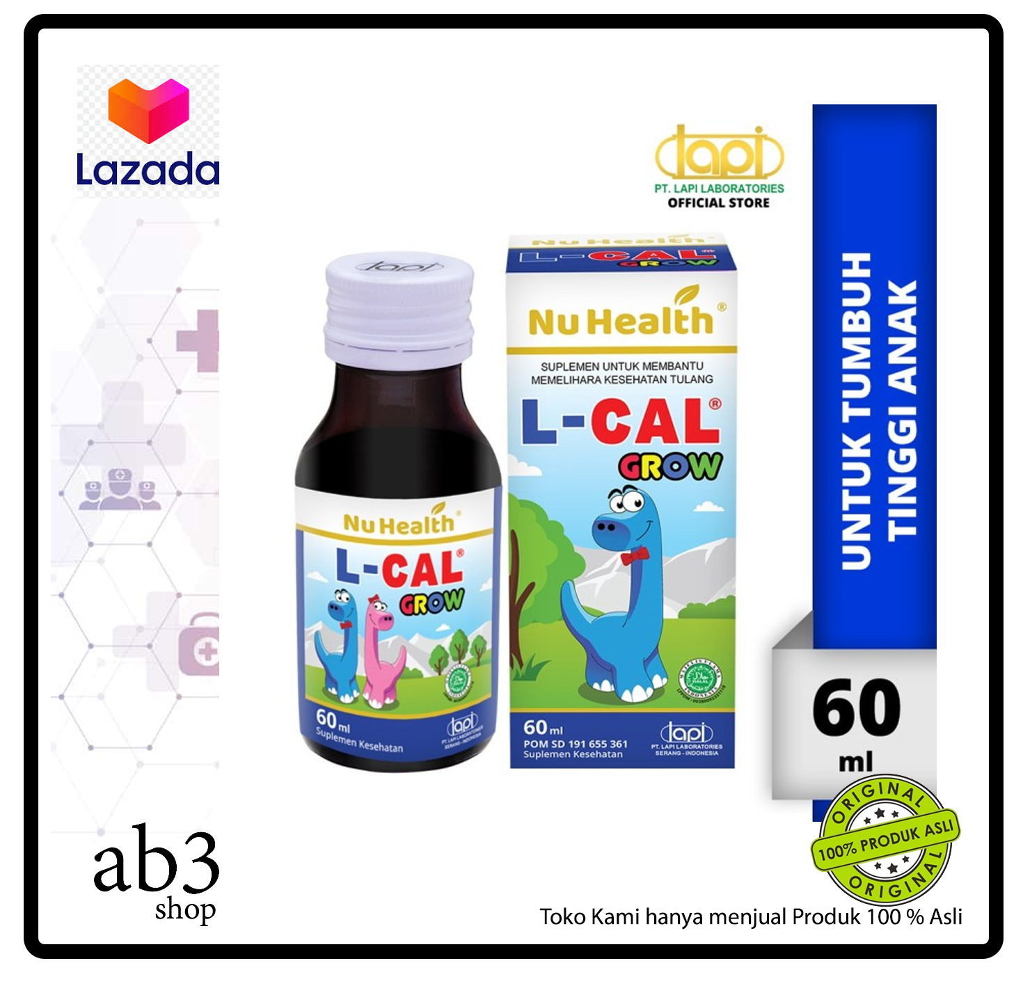 L CAL GROW SIRUP PERTUMBUHAN ANAK 60 ML / LCAL GROW ORIGINAL KALSIUM L ...