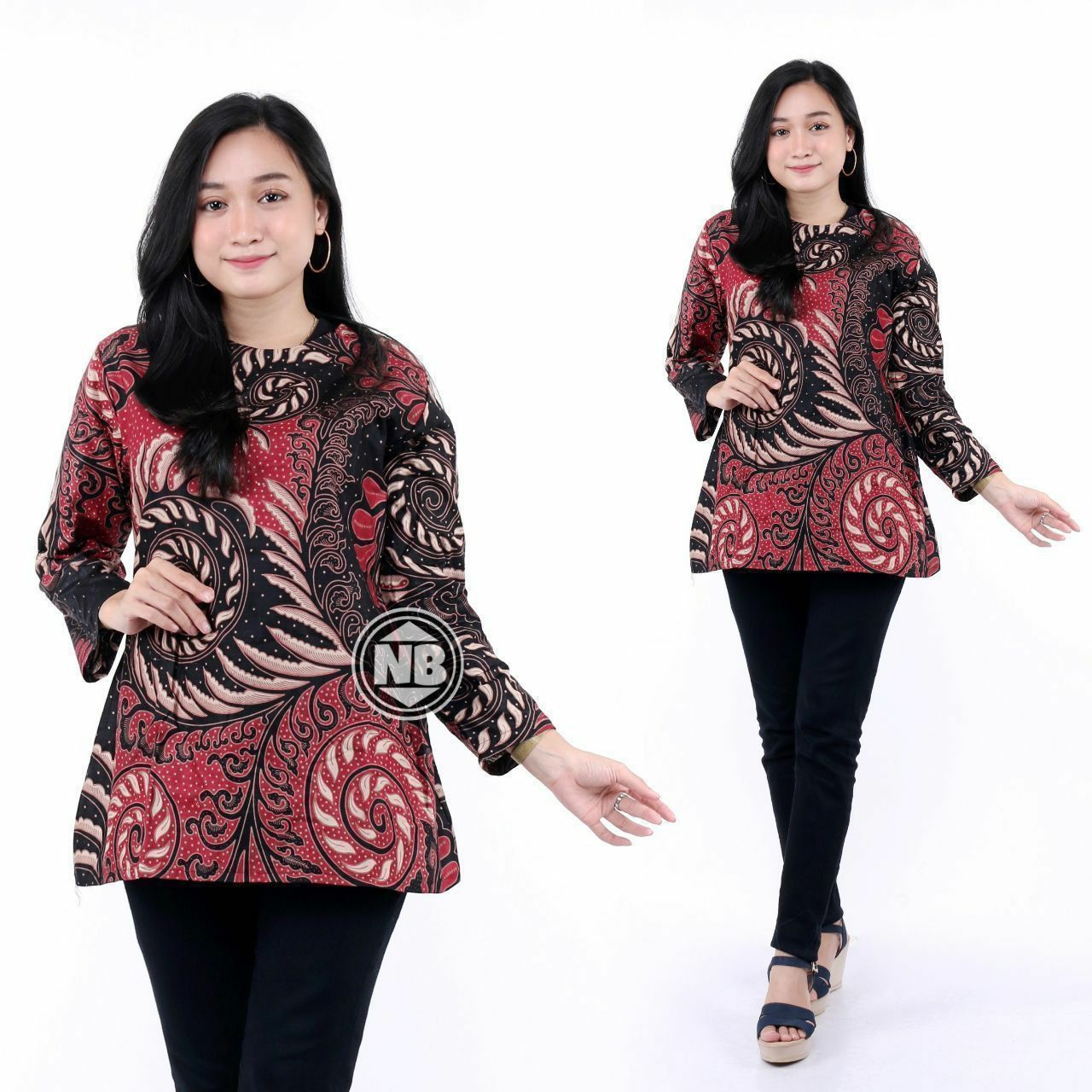 TERMURAH ATASAN BATIK WANITA MODERN MOTIF PUSER MERAH | Lazada Indonesia