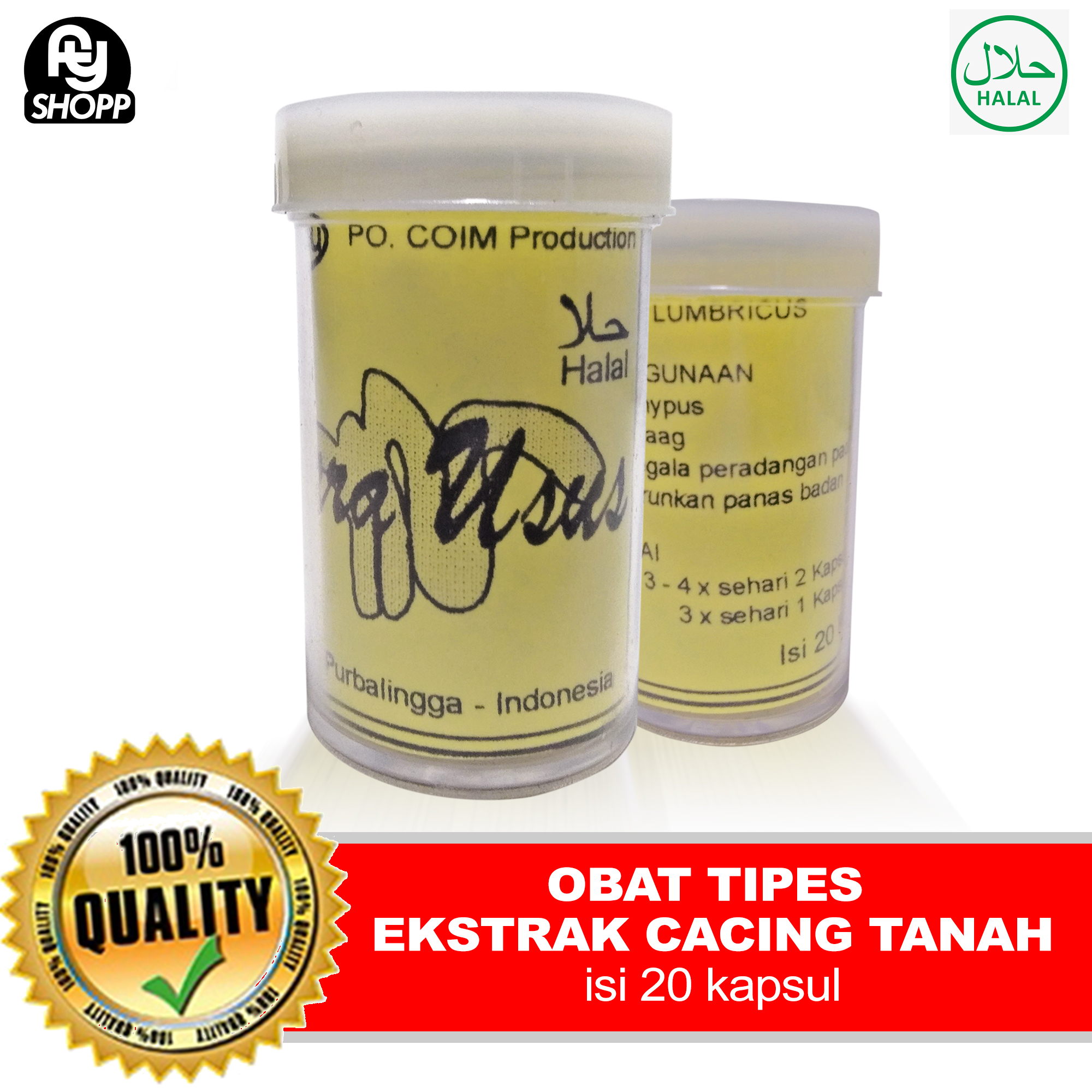 Kapsul Ekstrak Cacing Tanah isi 20 OBAT TIPES / TYPHUS / TYPES / TYFUS ...