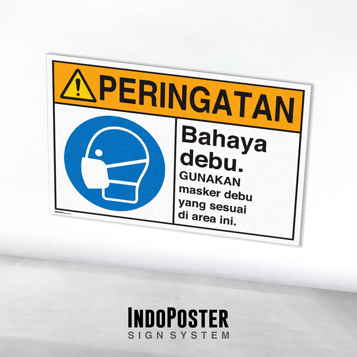 Stiker Safety Sign Rambu K3 Ansi Peringatan Bahaya Debu Gunakan Masker ...