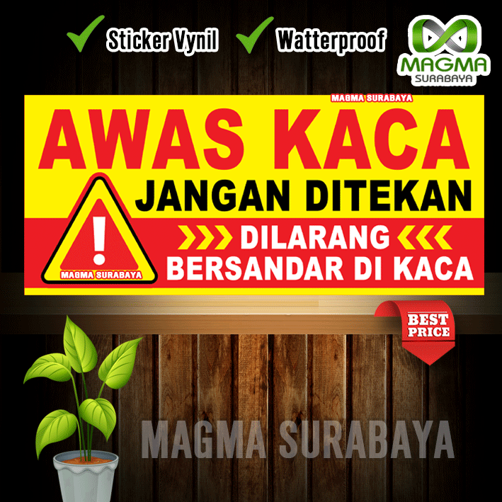 Stiker AWAS KACA jangan DI TEKAN - dilarang bersandar dikaca | Lazada ...