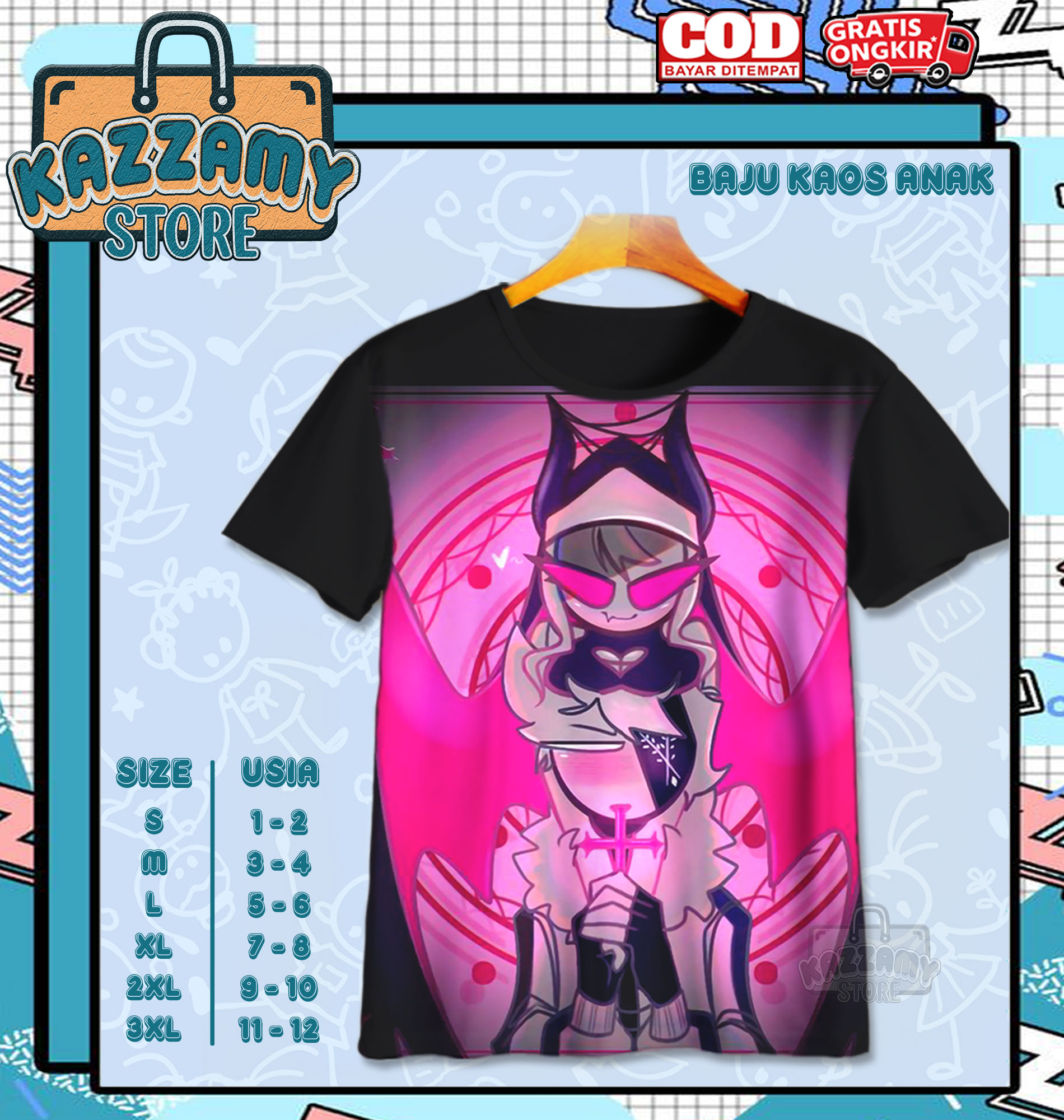 Kaos Anak 3D Baju Anak FNF Friday Night Funkin Game 12 Baju Distro Baju ...