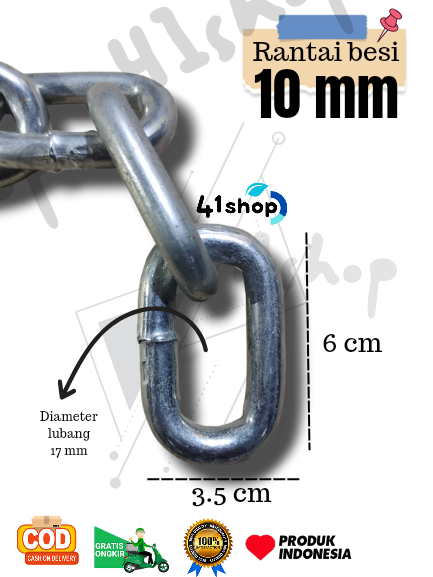 Rantai Besi Ukuran 10 mm Lapis Galvanis ( Harga Permeter ) | Lazada ...