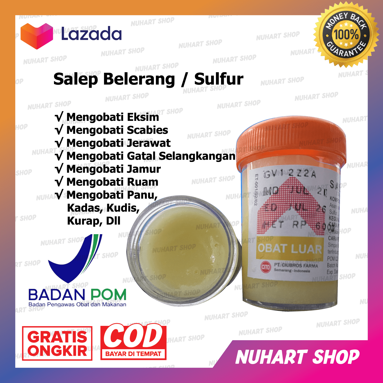 Salep Belerang / Sulfur Salep Gatal Ampuh Salep Kulit Gatal Jamur Obat ...