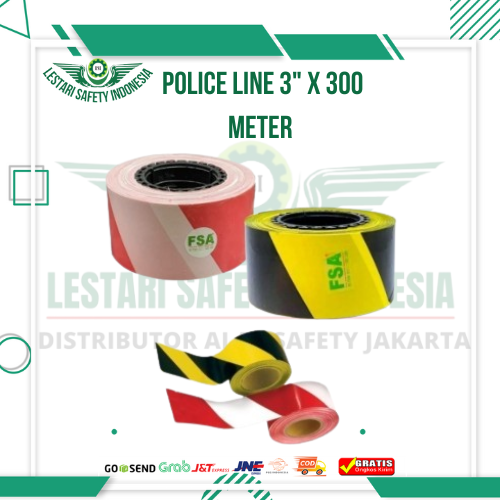 Police Line 3" x 300 Meter - Baricade Tape FSA Bahan Plastik HDPE ...