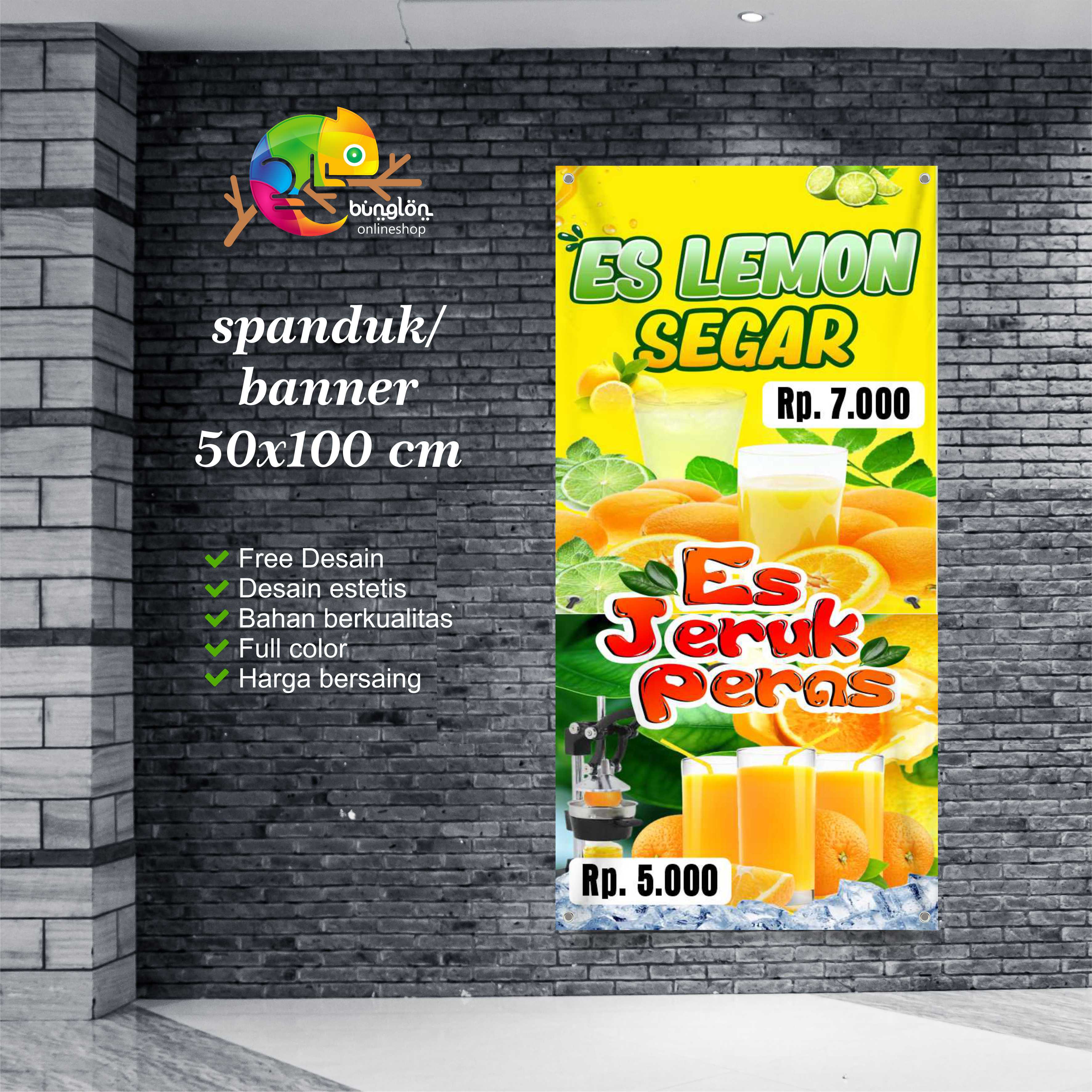 Spanduk 50X100 Banner Es Lemon Jeruk Peras Custom Desain | Lazada Indonesia