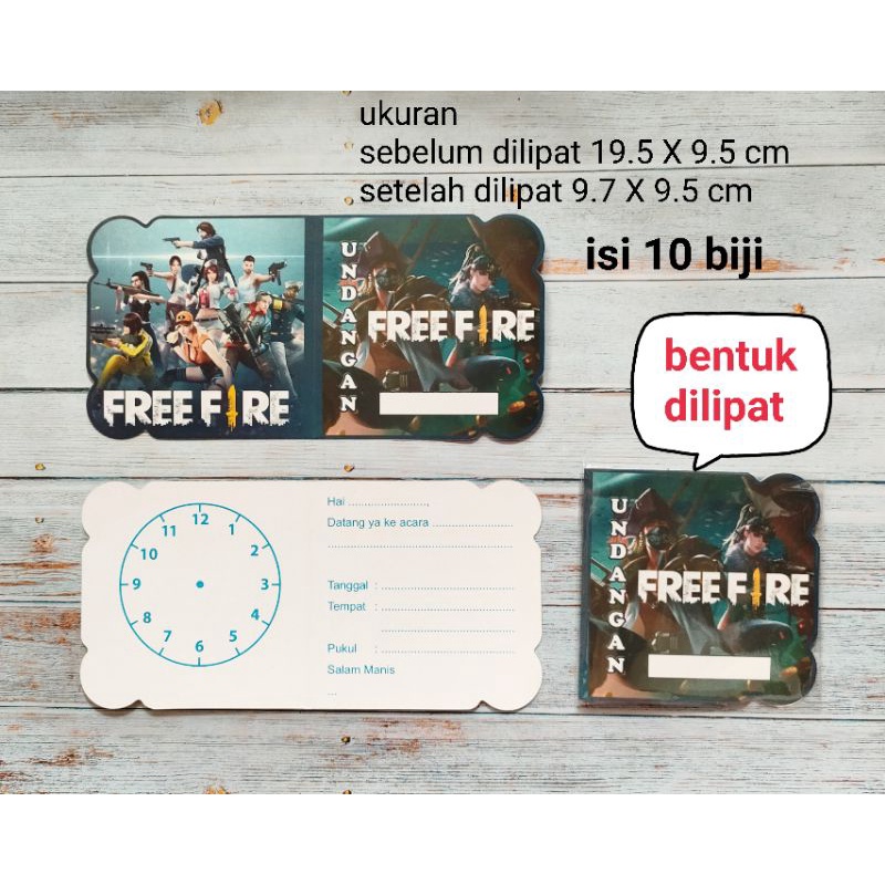 undangan ulang tahun karakter free fire freefire FREE FIRE isi 10 pcs ...