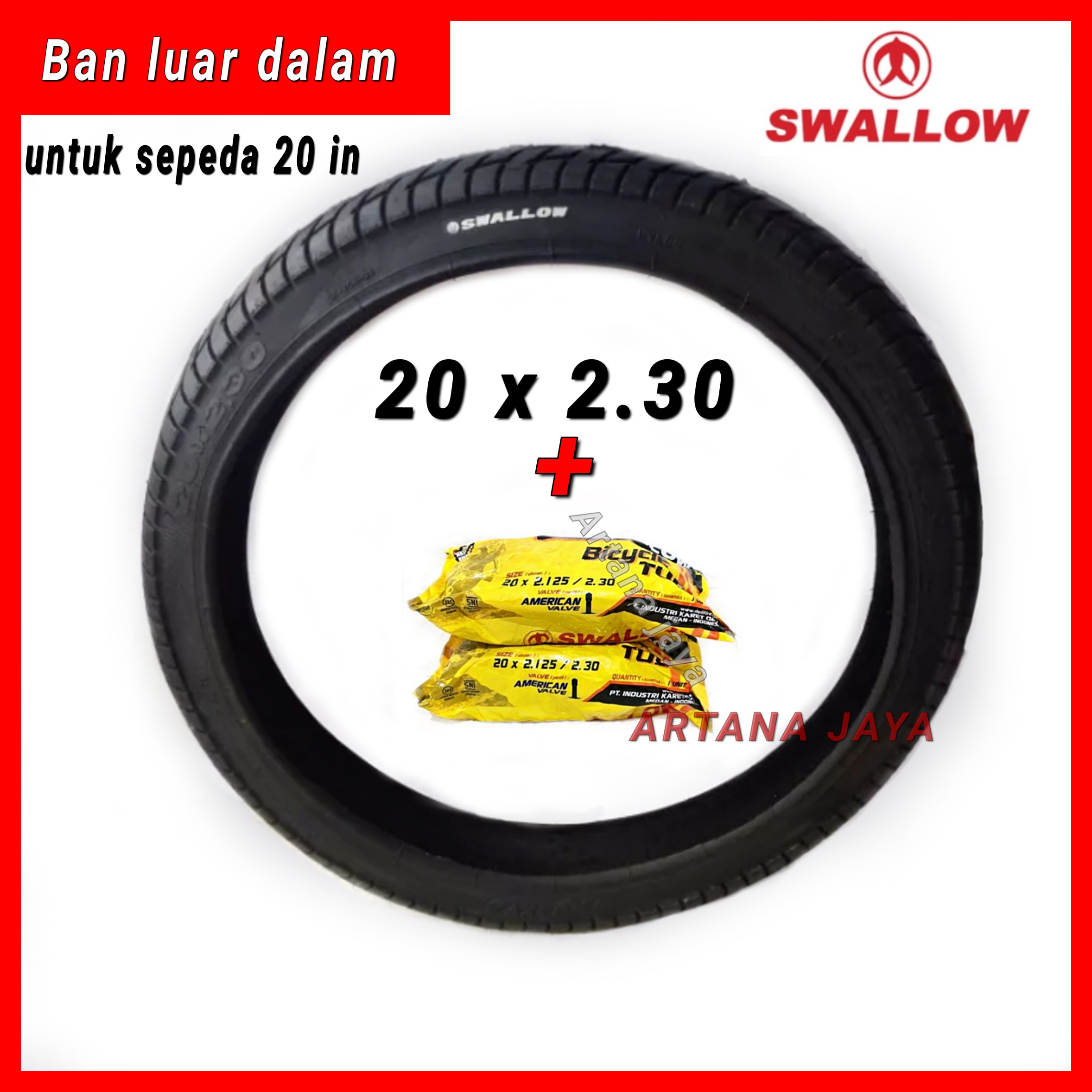 Ban sepeda 20 x 2.30 luar dalam SWALLOW universal sepeda 20in BMX ...