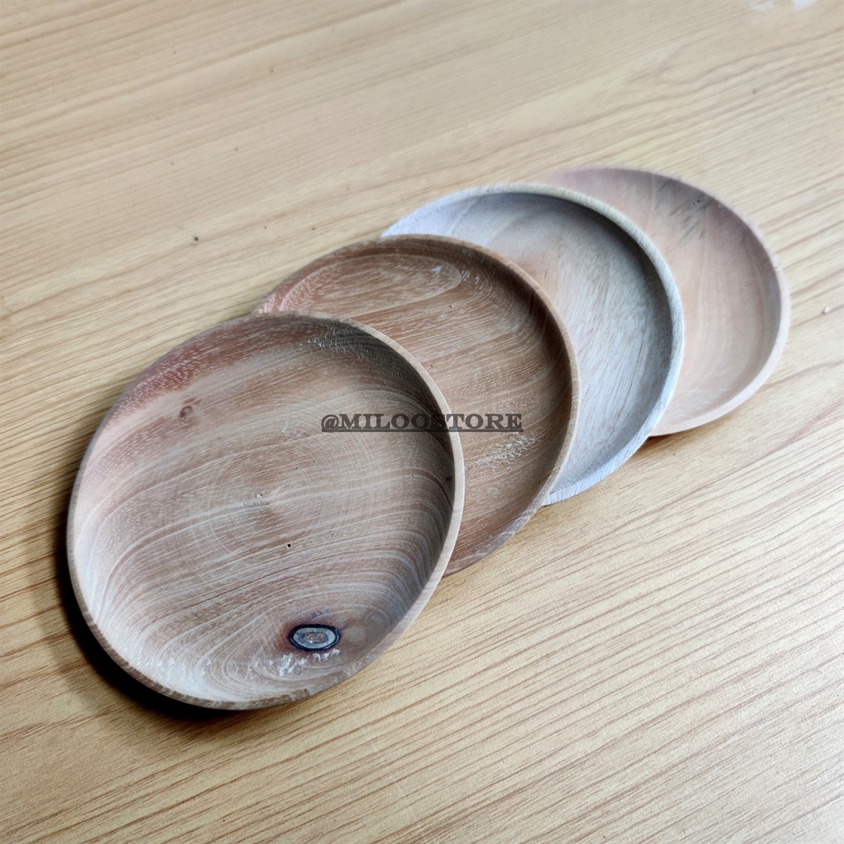 Coaster tatakan gelas kayu mahoni / lepek gelas kayu bulat polos cekung ...