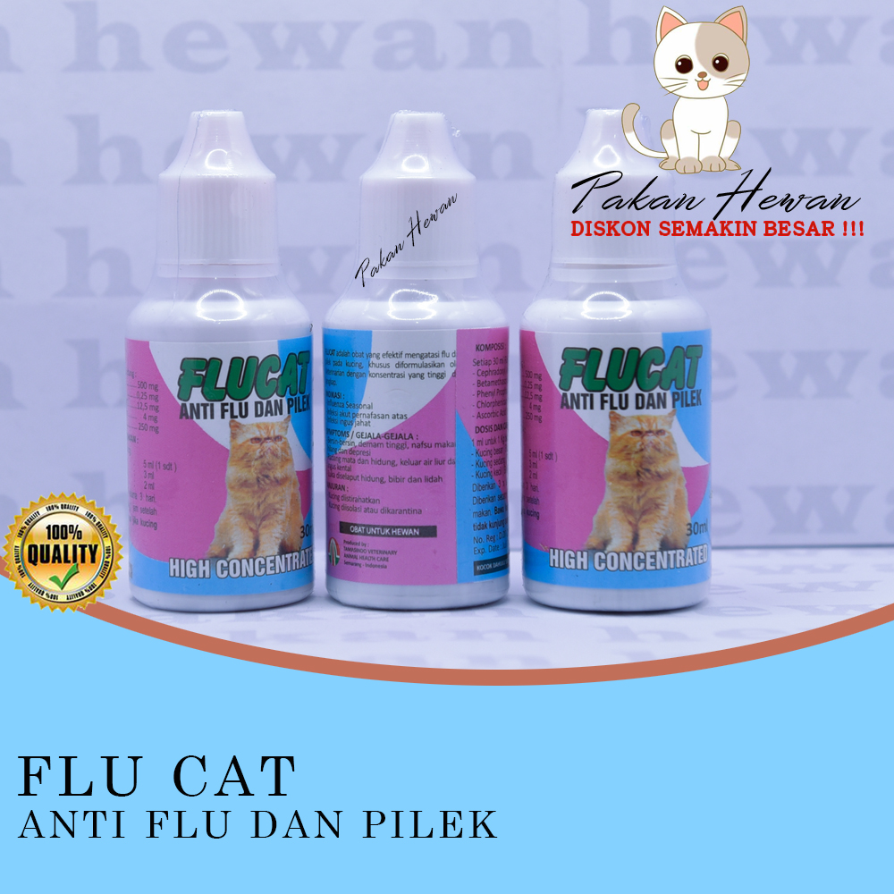 Flu Cat Obat Flu Kucing Pilek Ingusan Bersin Hidung Berair 30ML ...
