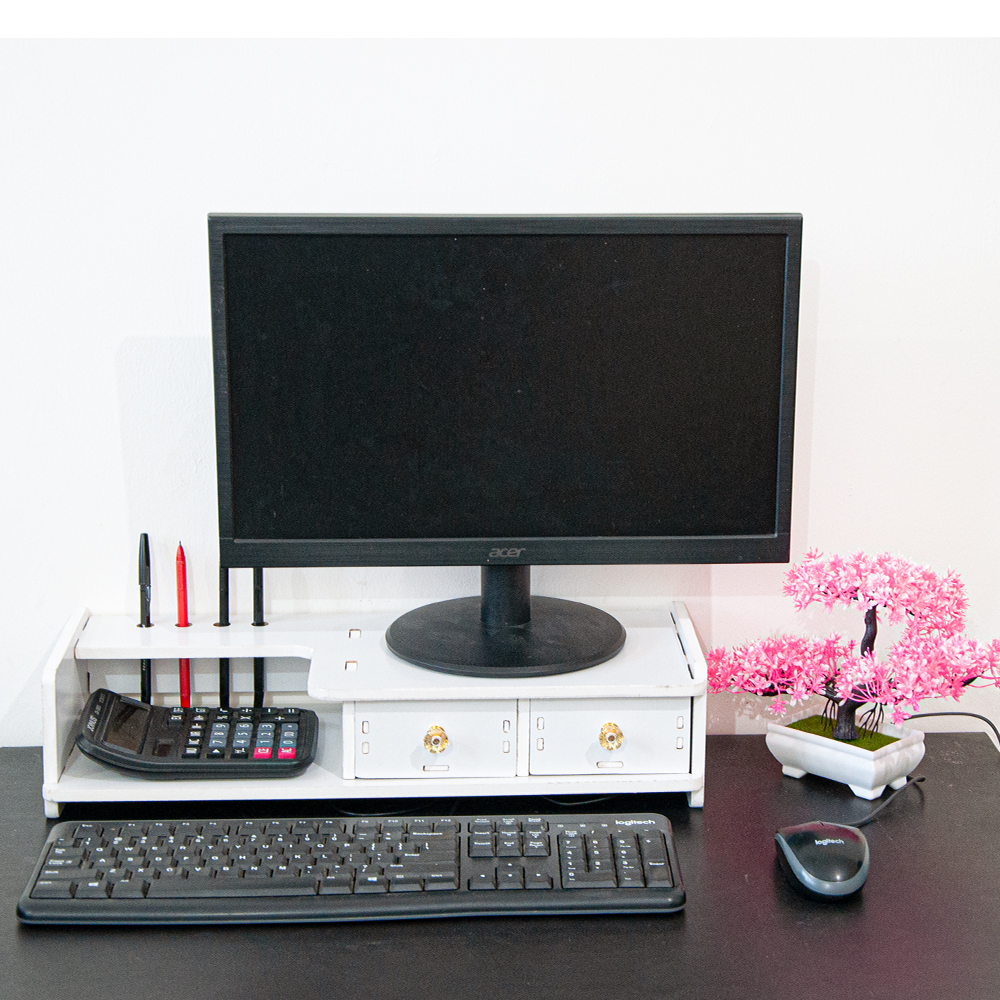 Meja Stand Tatakan Monitor Dengan 2 Laci Penyimpanan MDF - LC070 ...