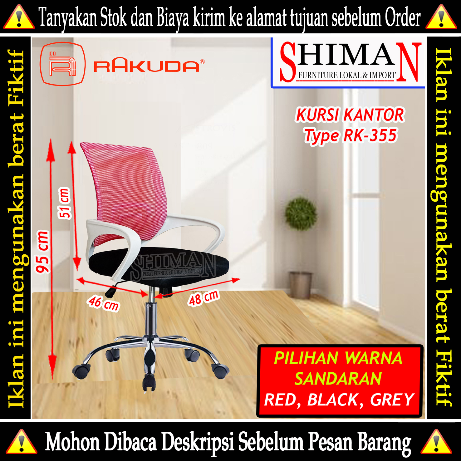 Kursi Kantor Sekertaris RK 355 RAKUDA | Lazada Indonesia