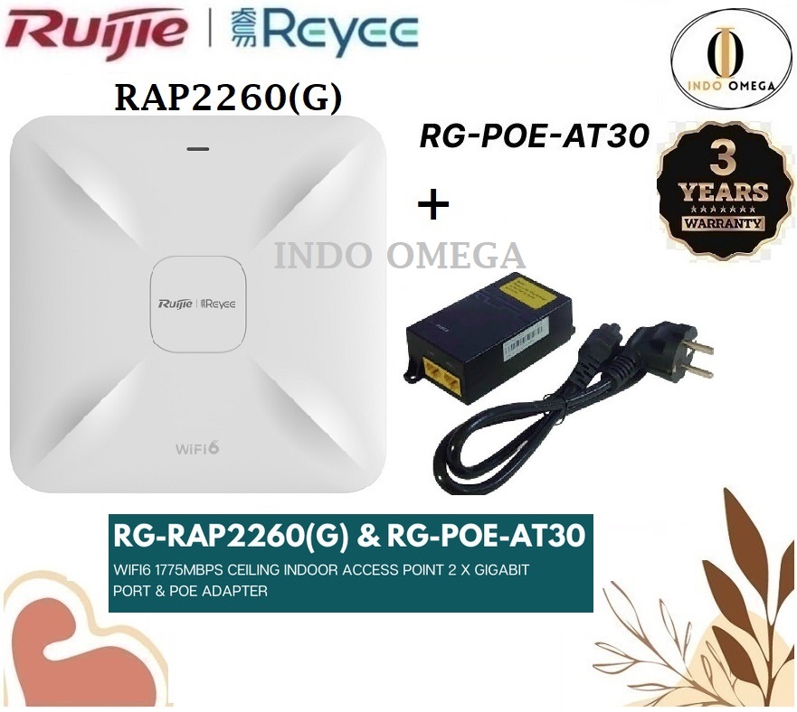 Ruijie RG-RAP2260G + POE ADAPTOR RUIJI WIFI 6 INDOOR ACCESS POINT ...