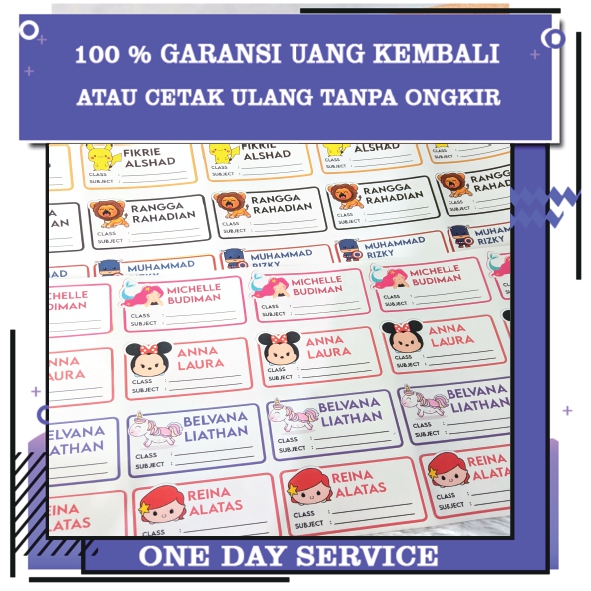 Stiker Nama Anak Label Buku Custom Sticker Anak Sekolah | Lazada Indonesia
