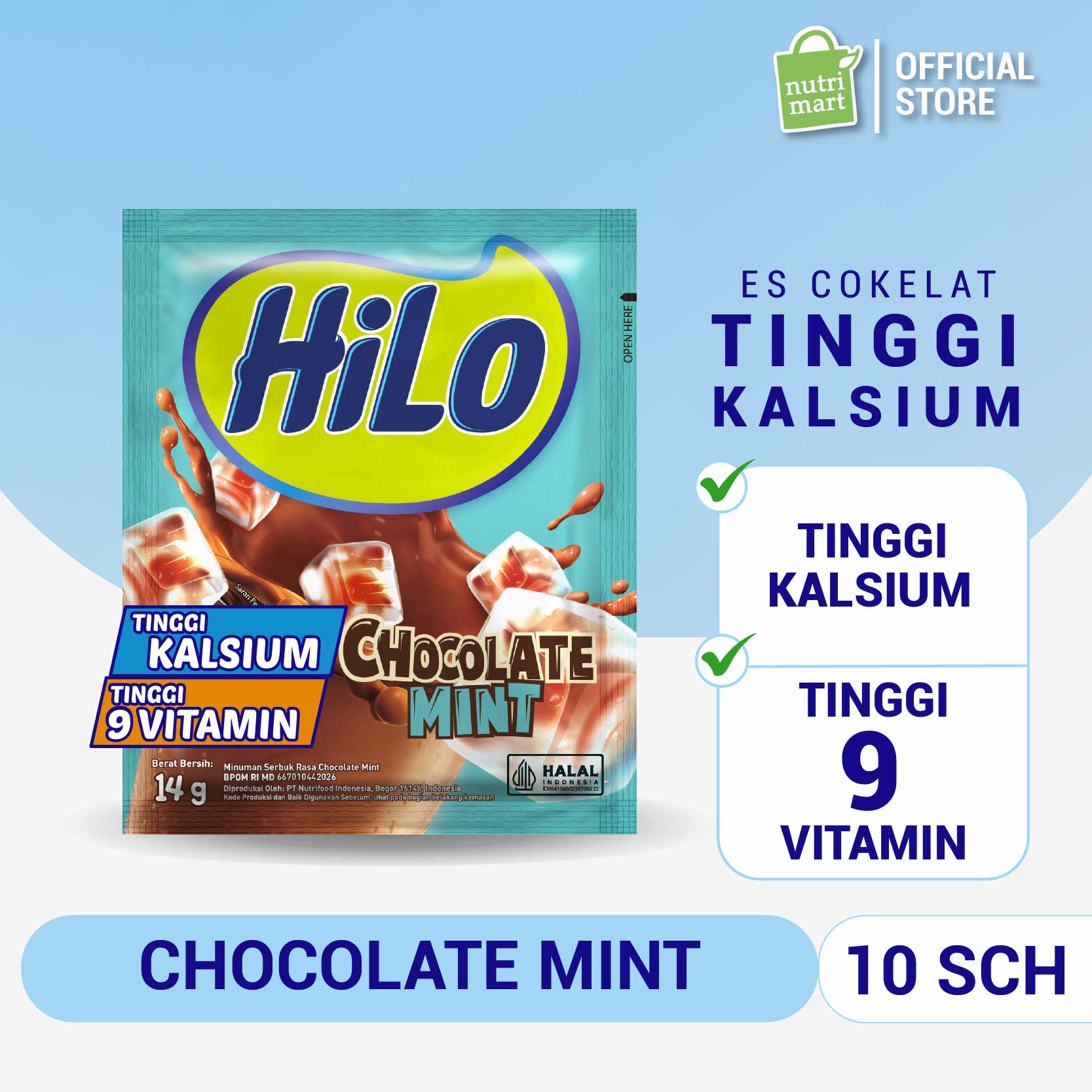 HiLo Chocolate Mint 10 Sachet - Minuman dengan Cokelat Tinggi Kalsium Praktis dalam Sachet ...