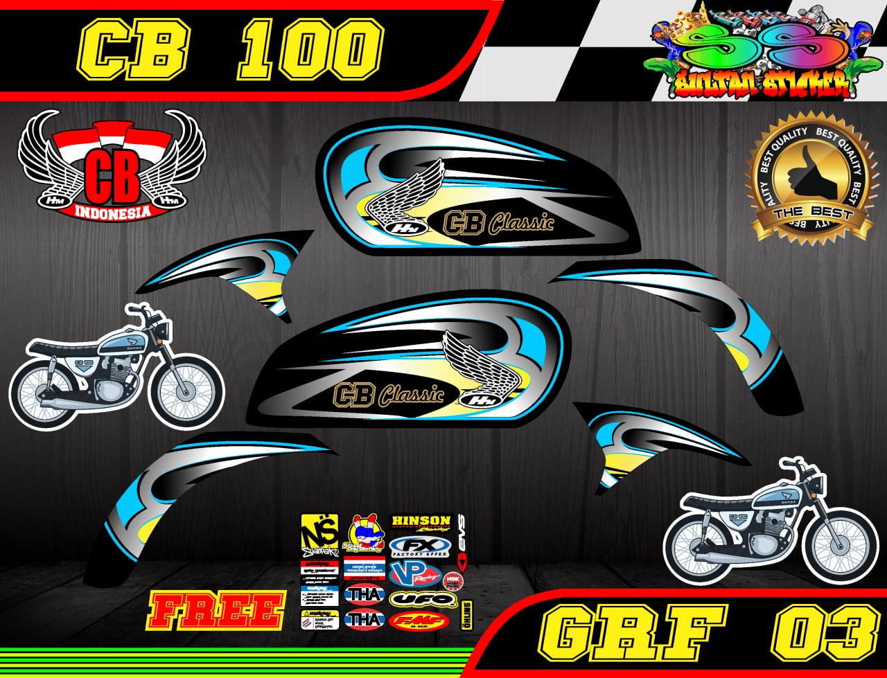 Stiker Variasi Streaping Decal list Motor HONDA CB 100 (Lama/Glatik ...