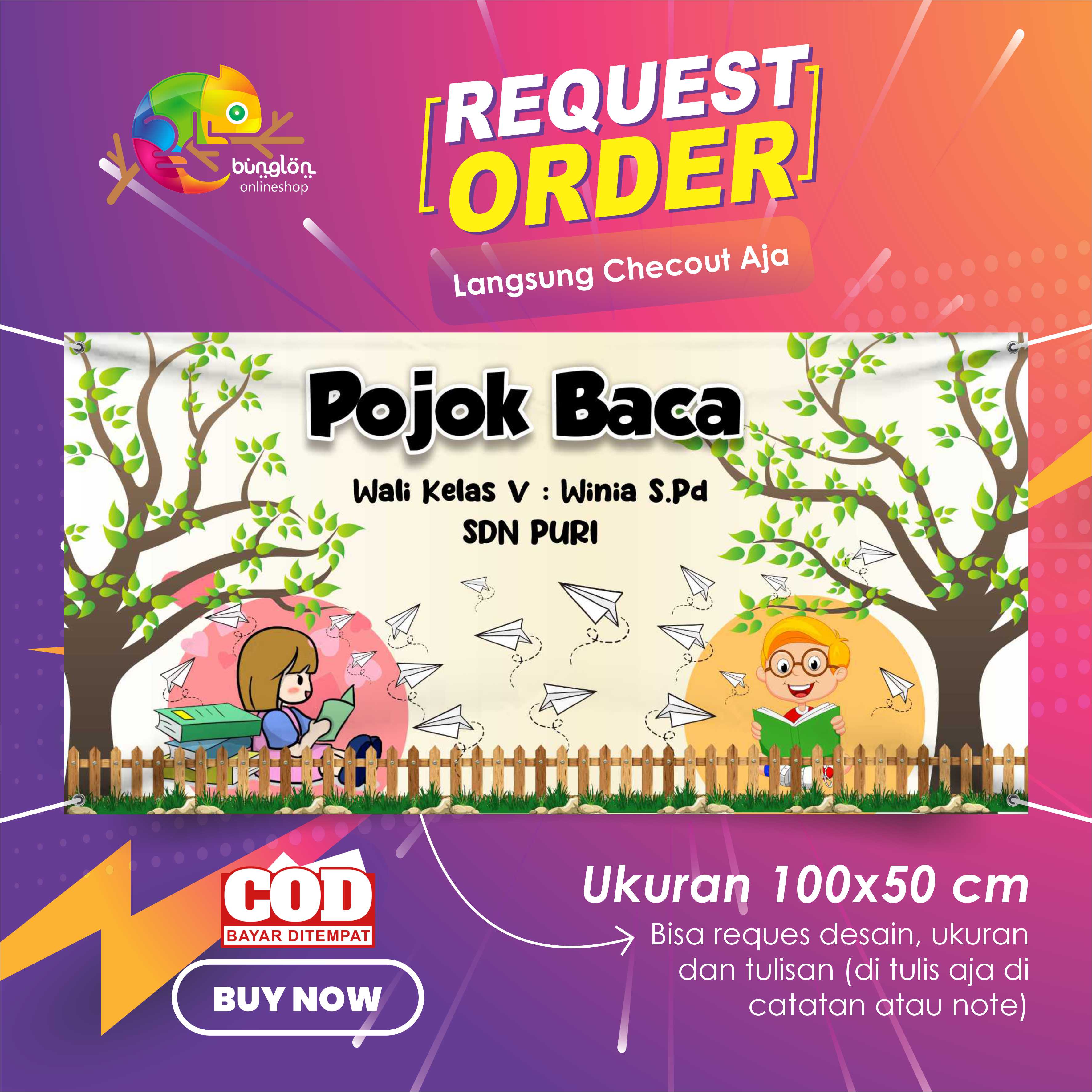 Spanduk Banner Pojok Baca, Pohon Literasi Custom | Lazada Indonesia