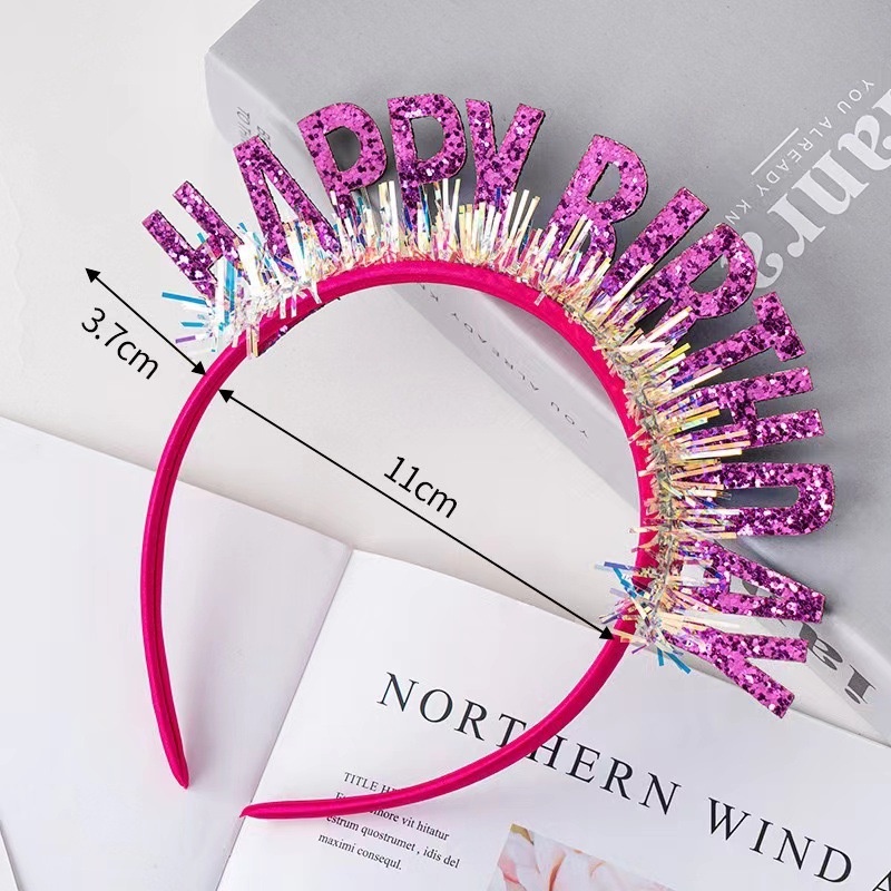 Bando Happy Birthday Gliter Rumbai Bando gliter Pesta Ulang Tahun ...