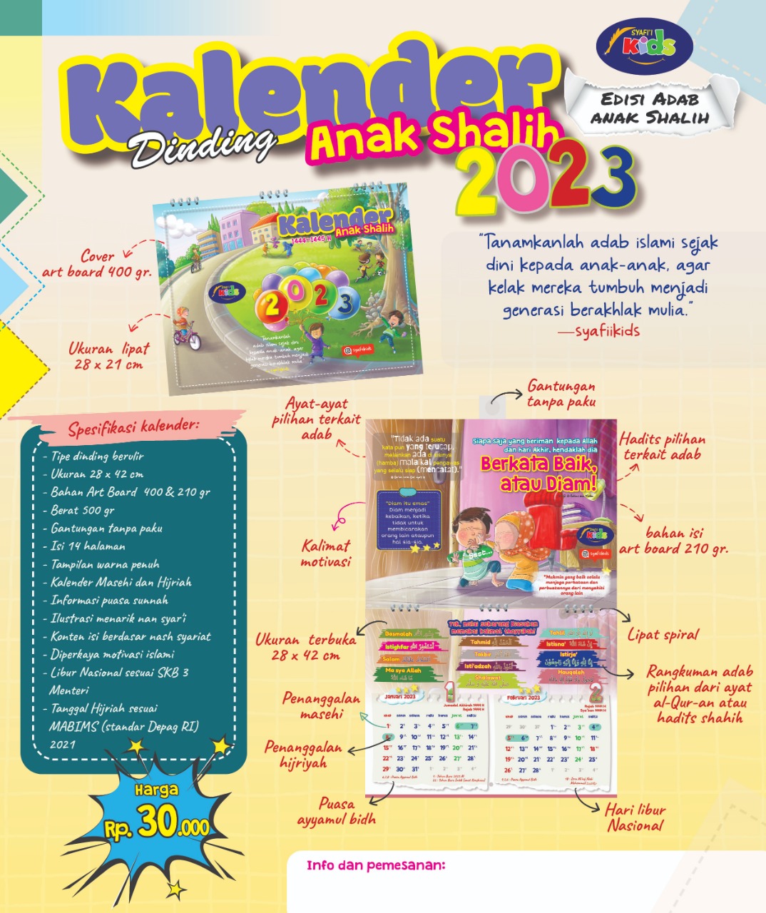 Kalender Dinding Anak Shalih 2023 Full Colour / Buku anak best seller ...