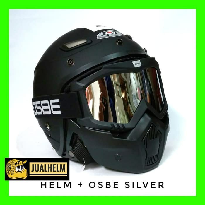 Helm JPN MOMO Black Doff Goggle Mask (Retro/Klasik/Classic/Bogo/Vespa ...