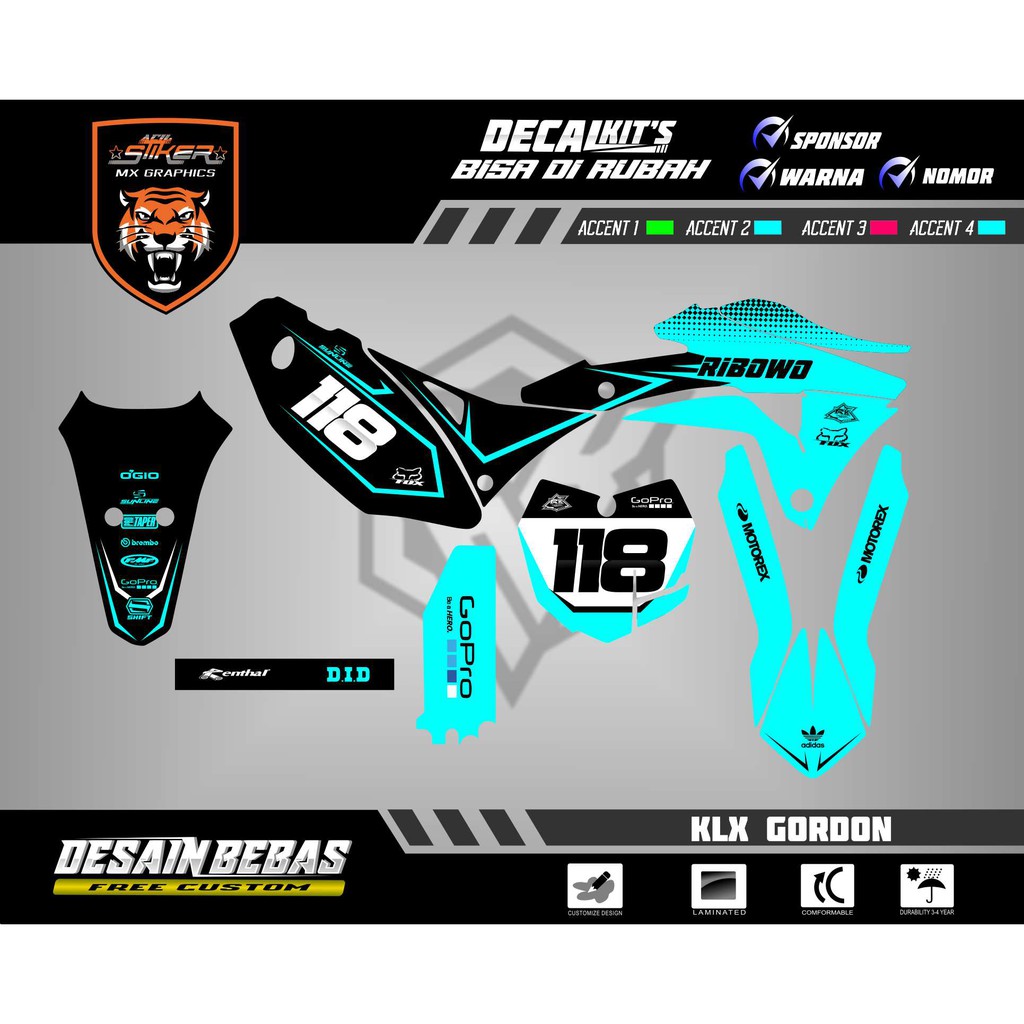 DECAL GORDON KEREN DEKAL GORDON TRAIL SUPERMOTO CUSTOM DESAIN | Lazada ...