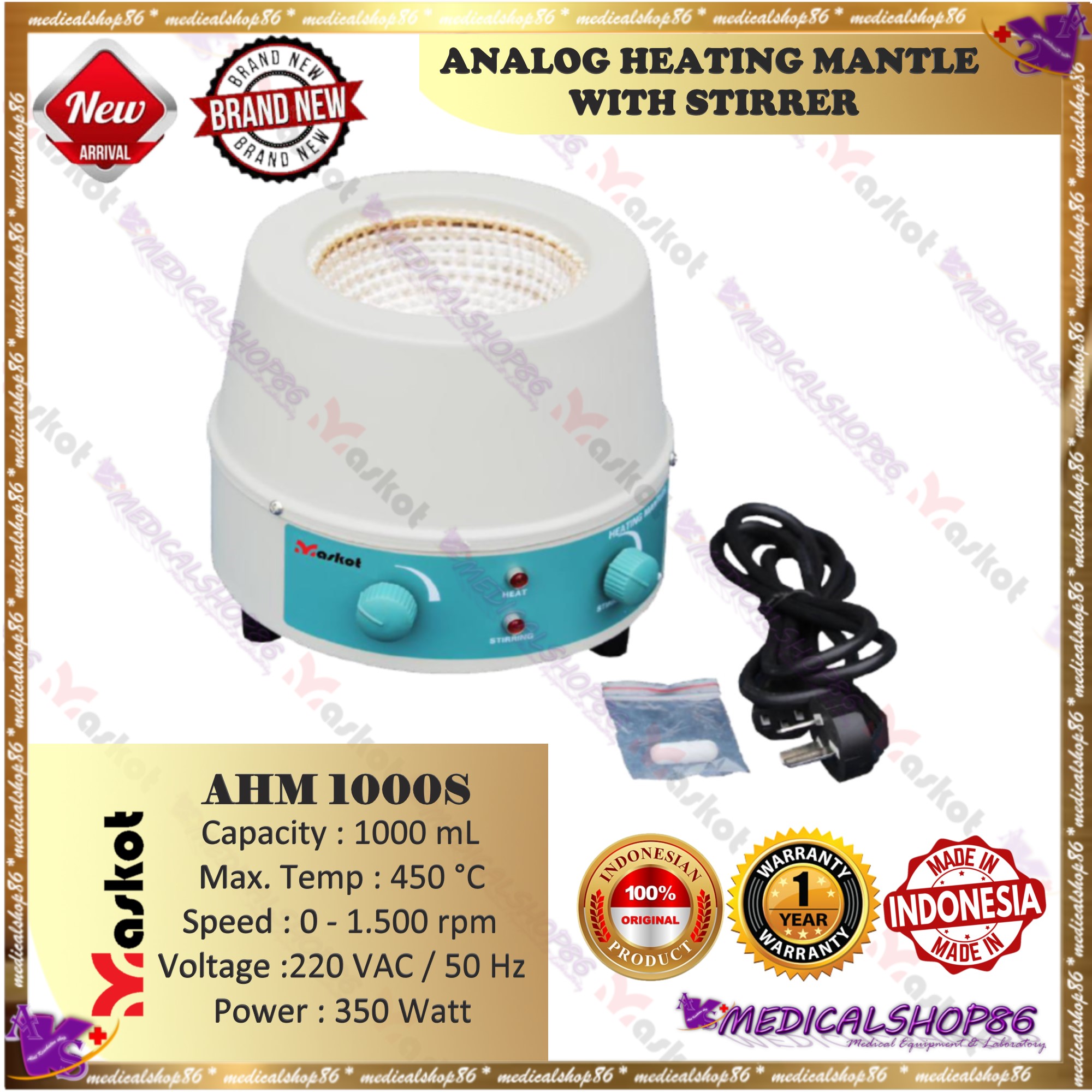 AHM-1000S ANALOG HEATING MANTLE WITH STIRRER 1000mL. MASKOT | Lazada ...