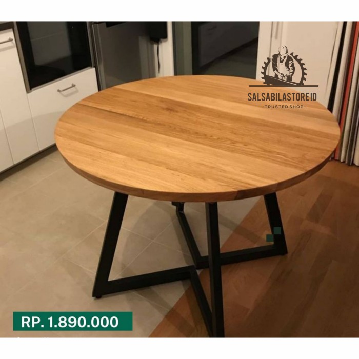 Meja bulat kayu jati asli/meja makan kayu jati | Lazada Indonesia