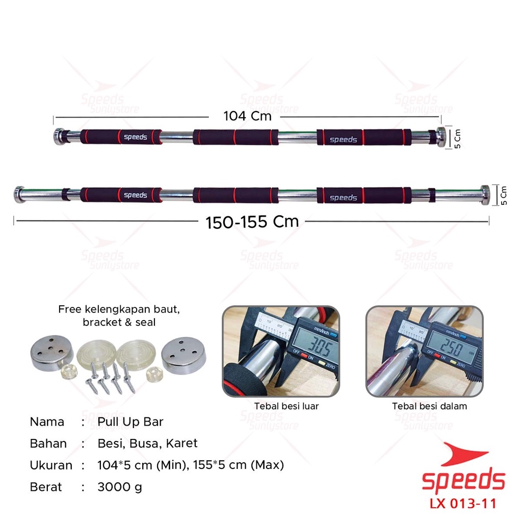 SPEEDS Pull Up Bar Tiang Pull Up Olahraga Pintu Alat Fitness Chin Rumah ...