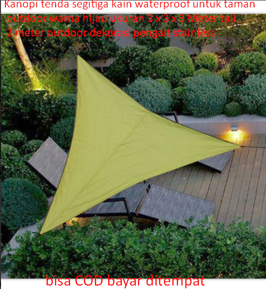 Kanopi tenda segitiga kain waterproof untuk taman outdoor warna hijau ...