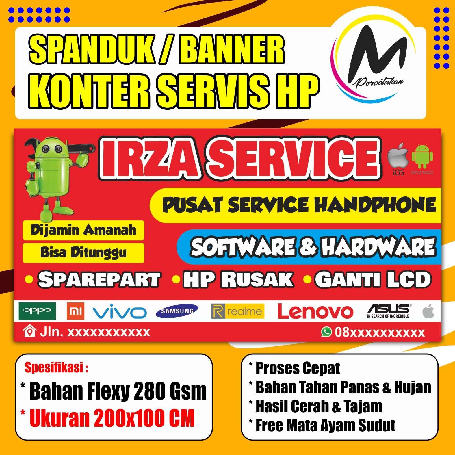 Banner Konter Servis Hp Spanduk Outdoor - Ukuran 2 x 1 Meter | Lazada ...