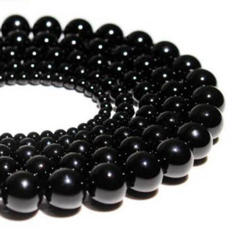 Manik Batu Alam Black Onyx Bulat 4mm 6mm 8mm 10mm 12mm | Lazada Indonesia