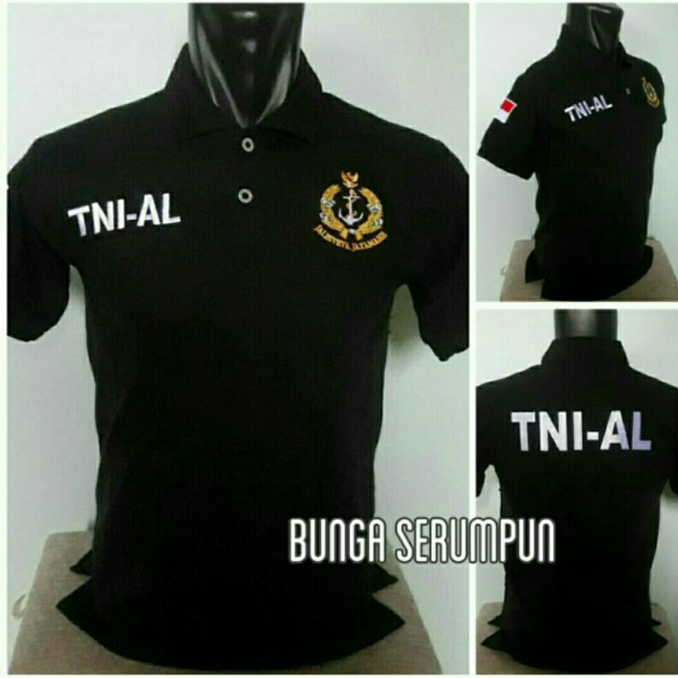 KAOS TNI AL - KAOS KERAH TNI AL - KAOS POLO TNI AL HITAM FULL BORDIR ...